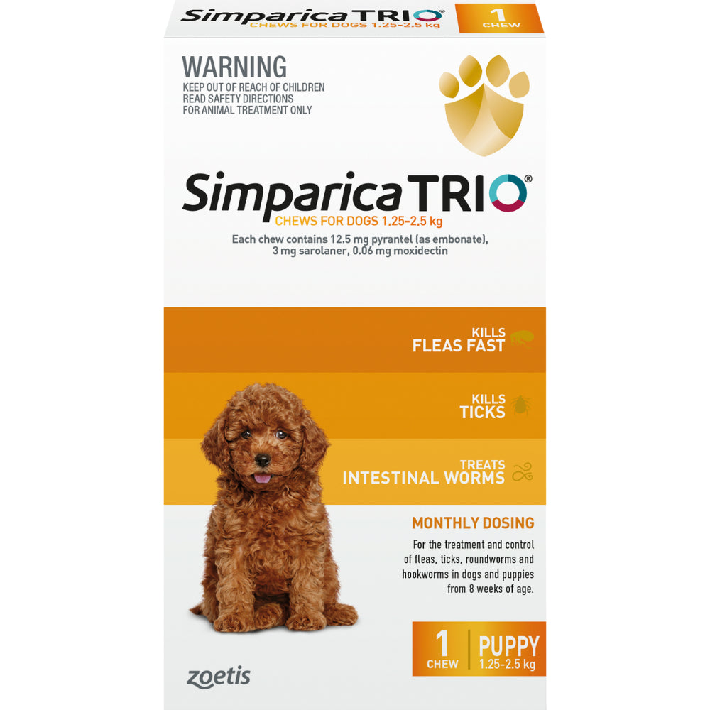 Simparica Trio Chewable Tablet for Dogs - FleaTickWorm.com