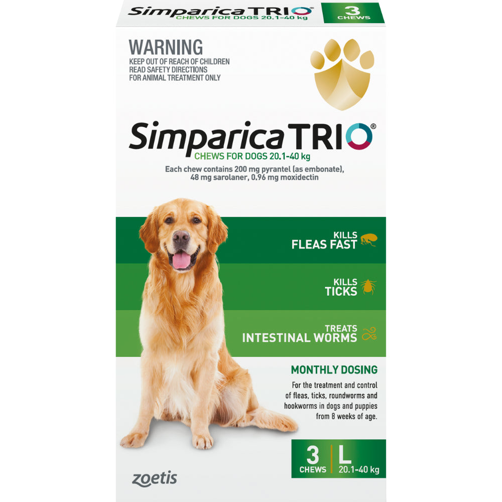 Simparica Trio Chewable Tablet for Dogs - FleaTickWorm.com
