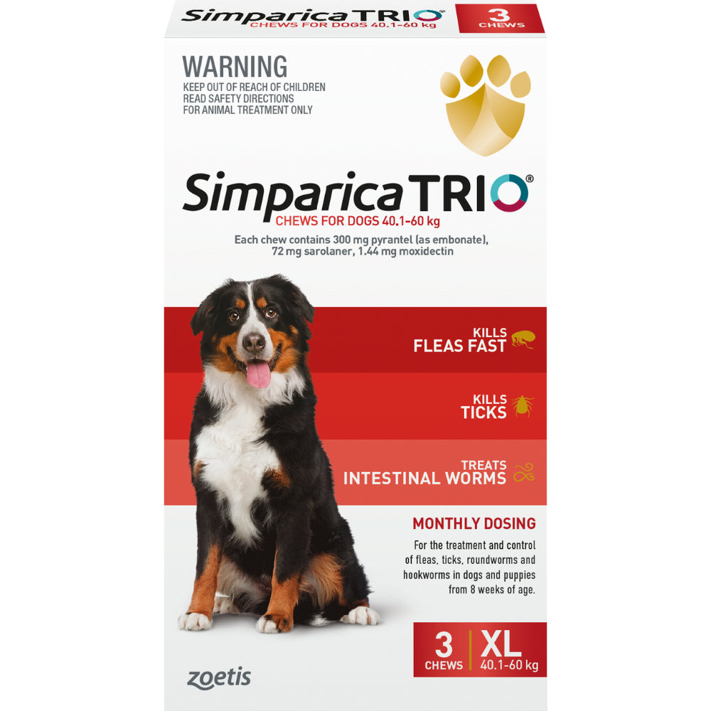 Simparica Trio Chewable Tablet for Dogs - FleaTickWorm.com