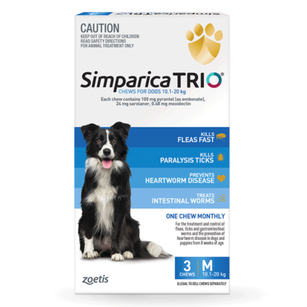 Simparica Trio for Dogs | No Rx Flea, Tick & Worm Treatment ...