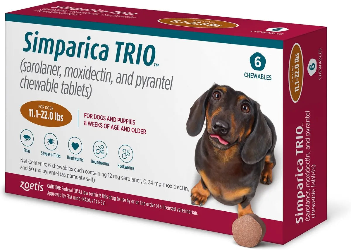 Simparica Trio Chewable Tablet for Dogs - FleaTickWorm.com